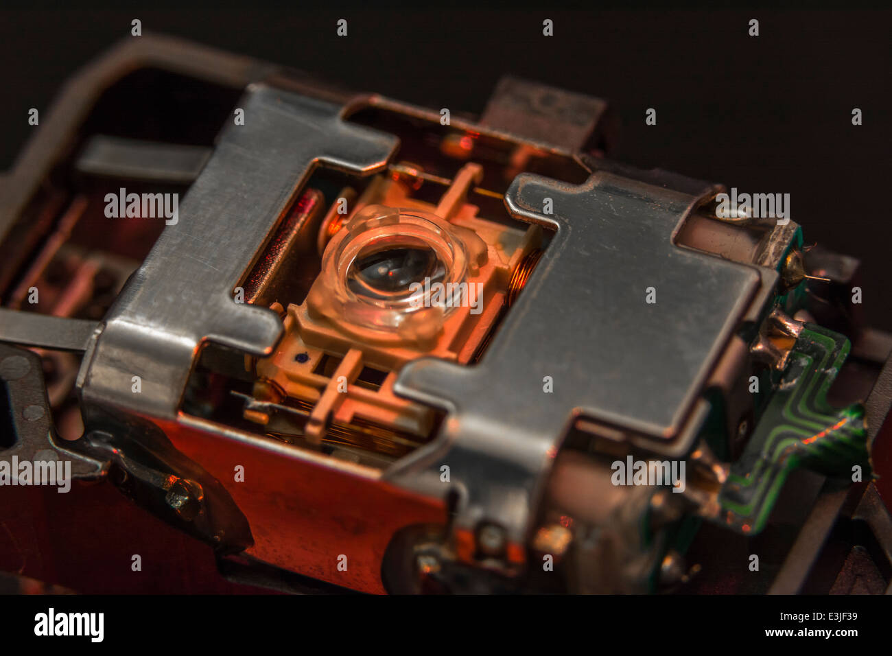 Macro-photo of CD-ROM laser assembly. See 'description' for focus point ...
