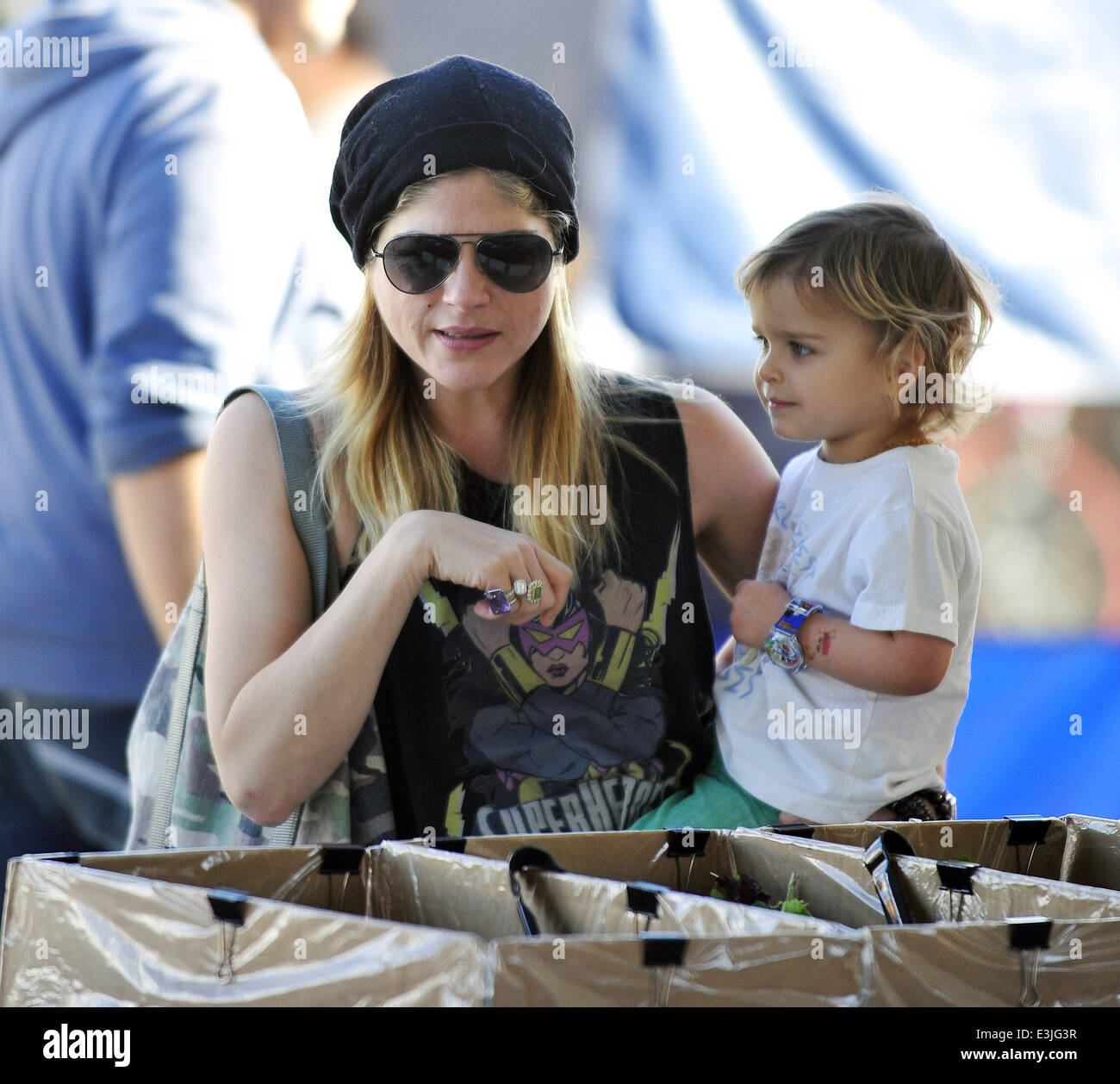 A blonde Selma Blair and her son Arthur Bleick seen at Laurel Canyon ...