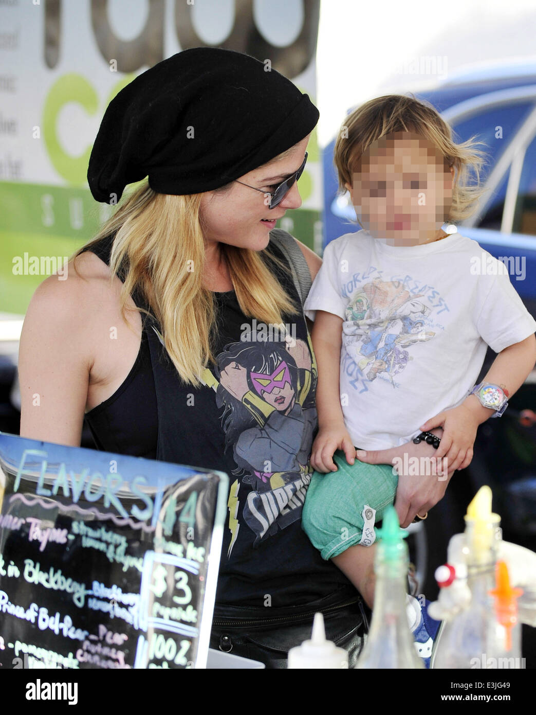 A blonde Selma Blair and her son Arthur Bleick seen at Laurel Canyon ...