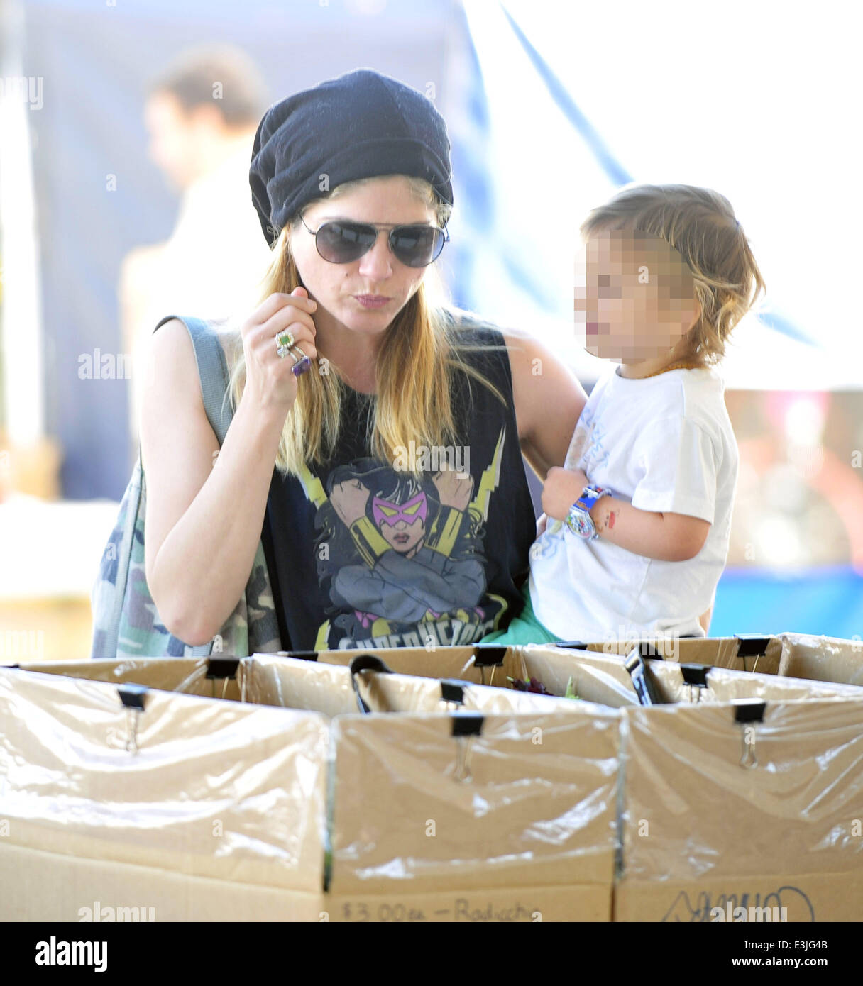 A blonde Selma Blair and her son Arthur Bleick seen at Laurel Canyon ...
