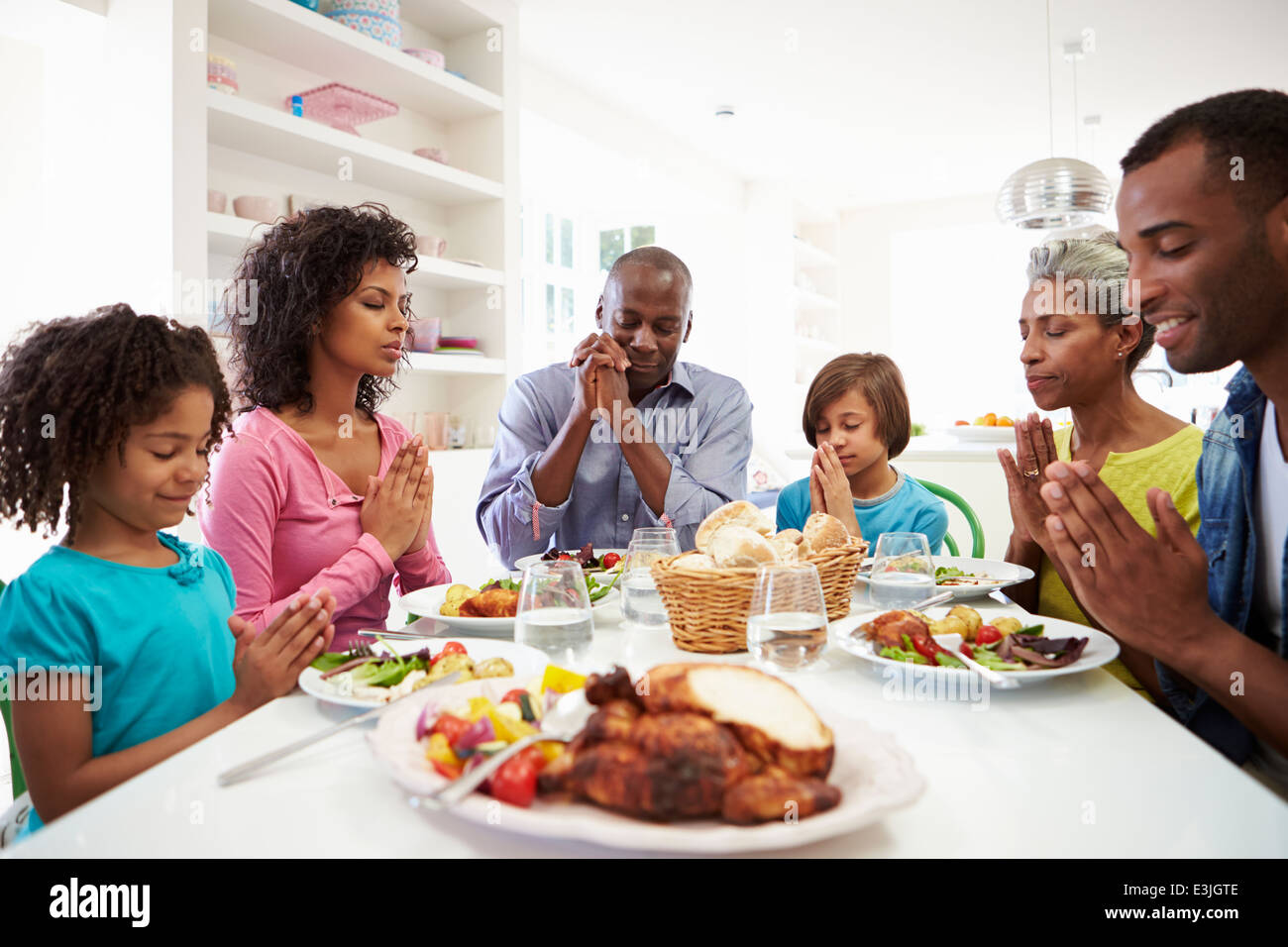 African American Family Praying