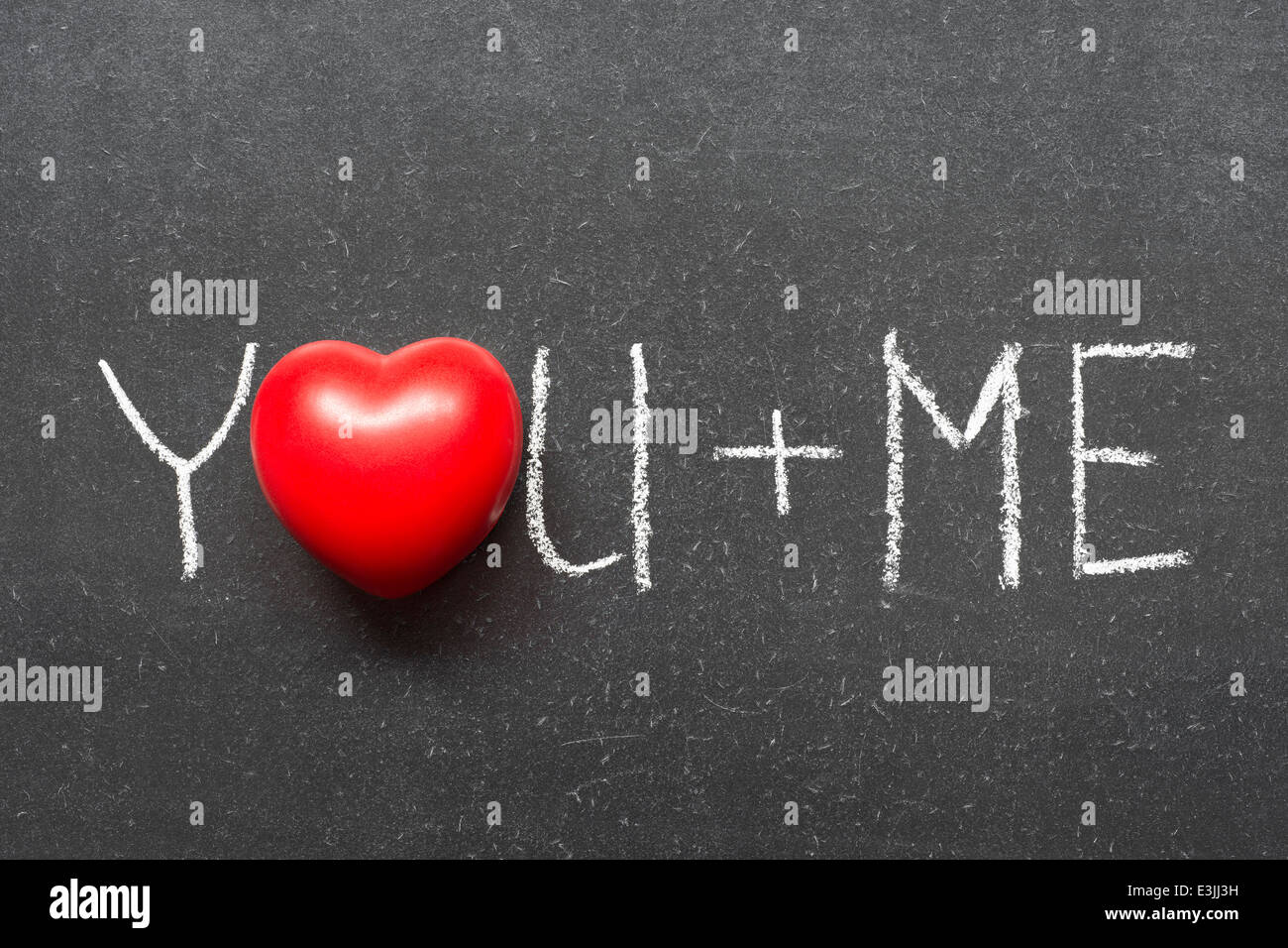 you plus me chalk drawing on blackboard Stock Photo - Alamy