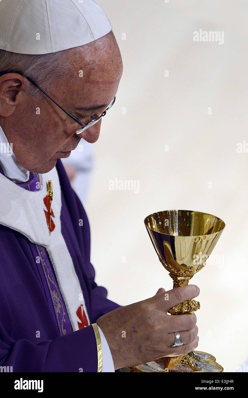Pope Francis leads a mass during a visit at the parish of S.Cirillo ...