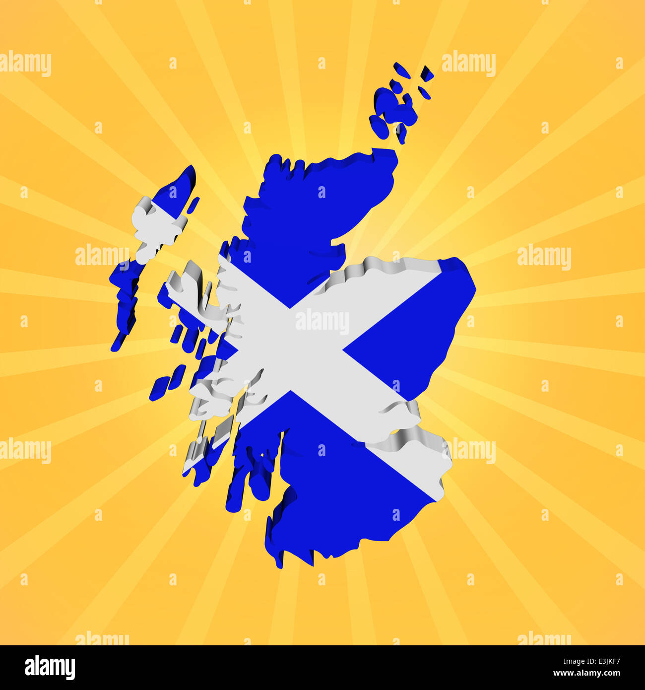 Scotland map flag on sunburst illustration Stock Photo - Alamy