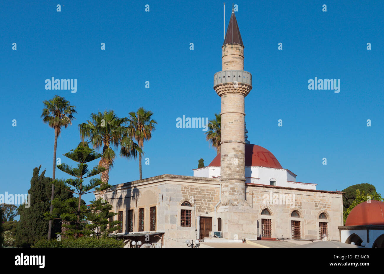 Deftendar Mosque at Freedom square of Kos island in Greece Stock Photo ...