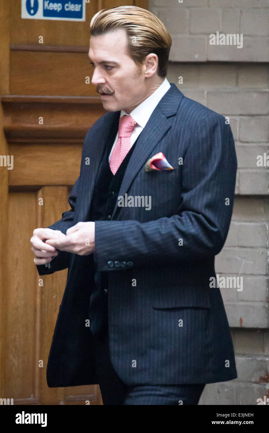 Johnny Depp on the set of his new movie 'Mortdecai' in London Featuring ...