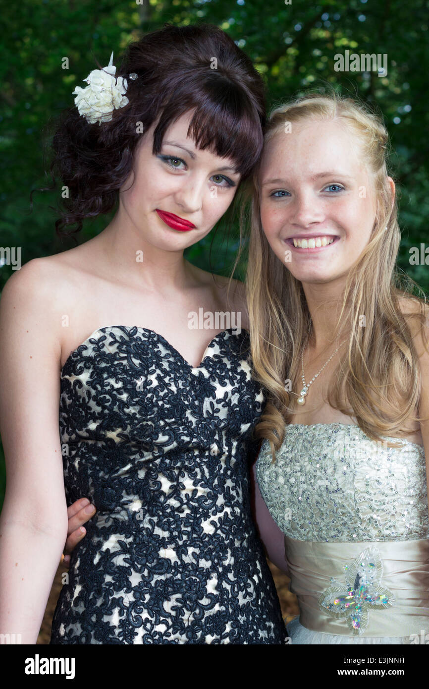 Prom day for lovely teenagers in Blackwood Gwent Stock Photo - Alamy