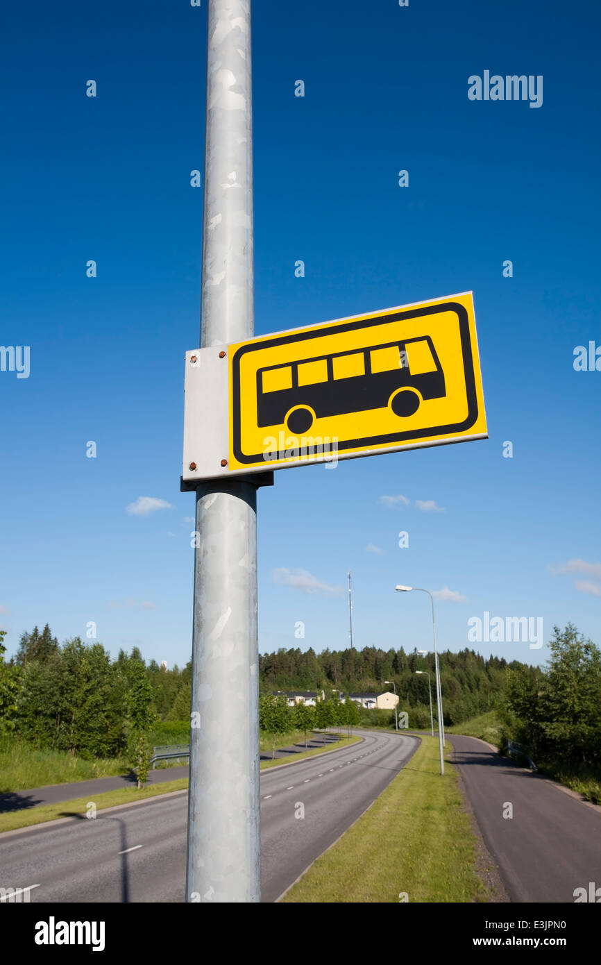 bus stop sign, Finland Stock Photo - Alamy