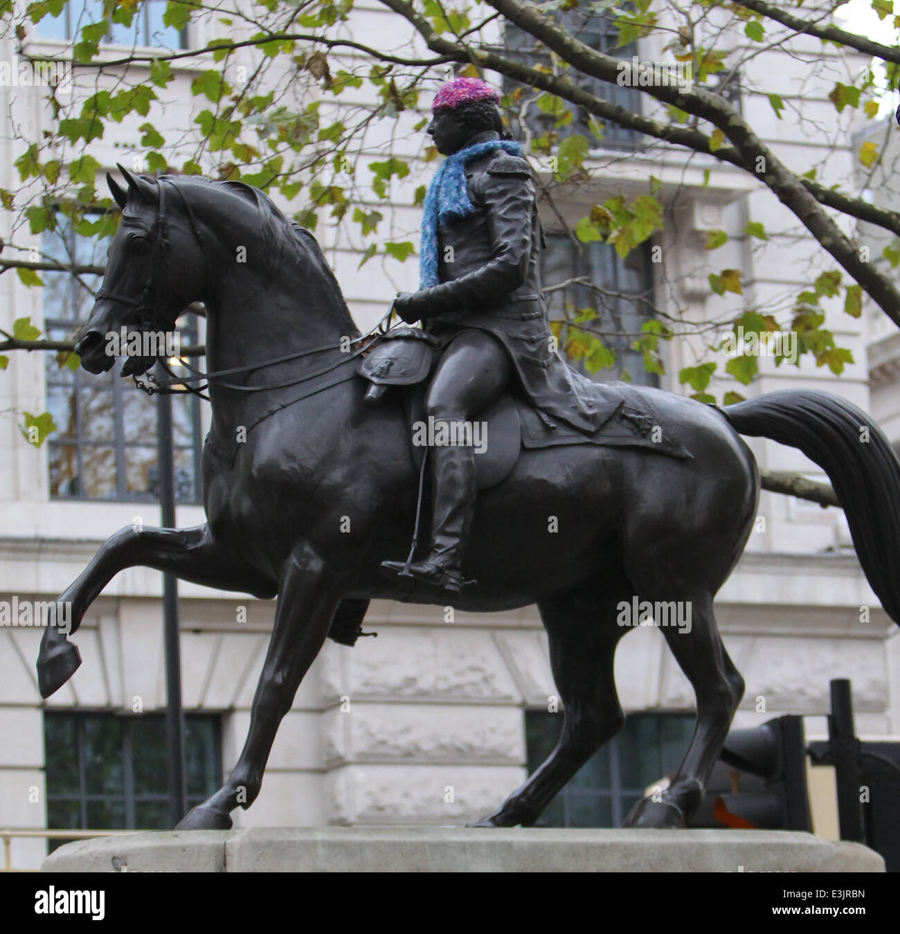 The statue of King George the Third on Pall Mall has been been prepared ...