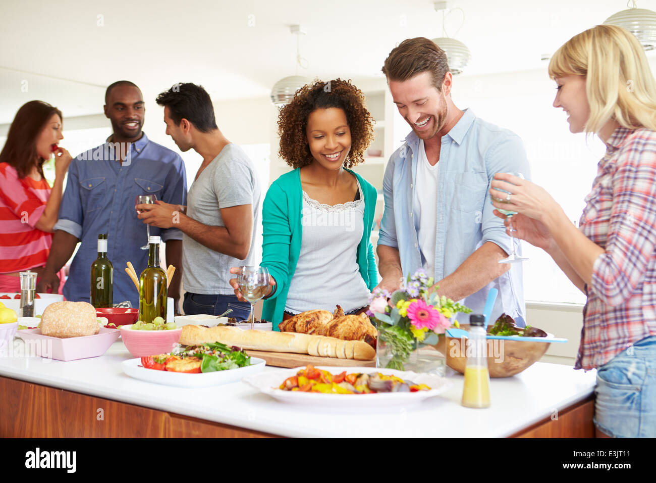 Group Of Friends Having Dinner Party At Home Stock Photo - Alamy