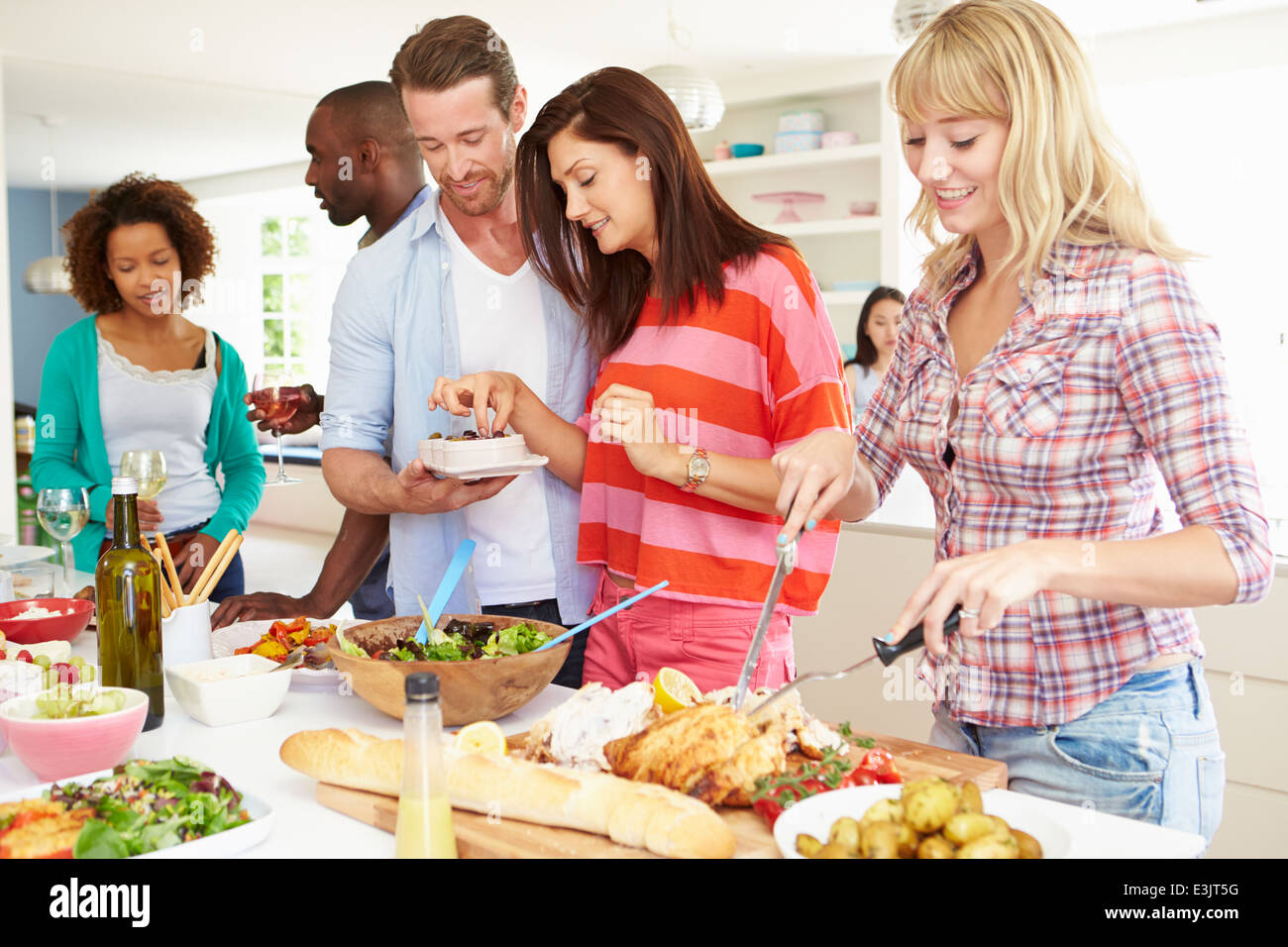 Six friends dinner hi-res stock photography and images - Alamy