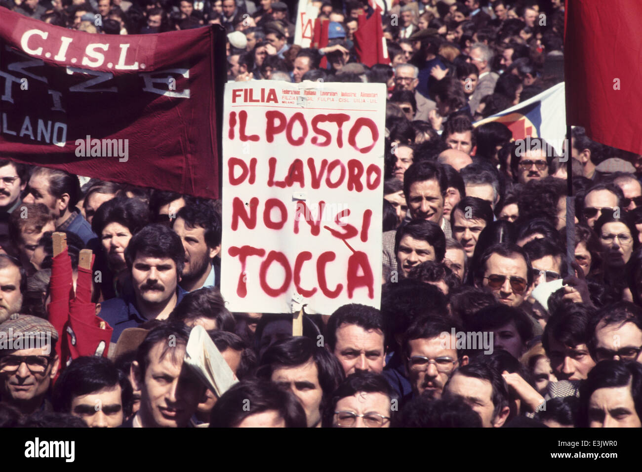 trade union protest,milan,italy,70's Stock Photo - Alamy