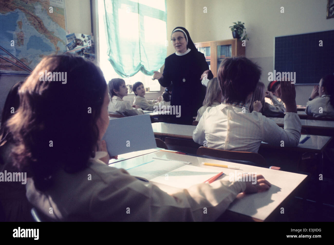 lesson in a italian primary school,70's Stock Photo - Alamy