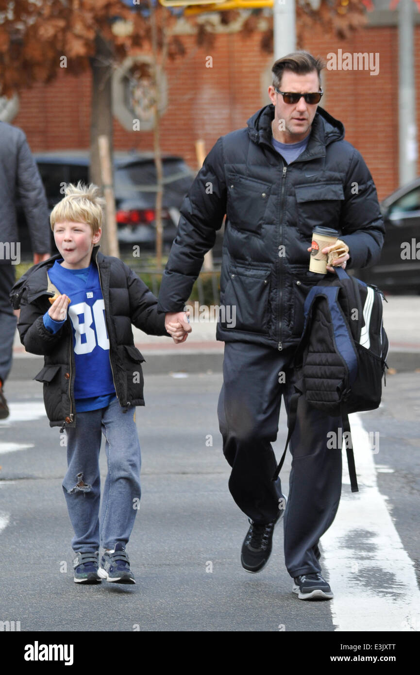 Ed Burns takes his son Finn to school Featuring: Ed Burns,Finn Burns ...