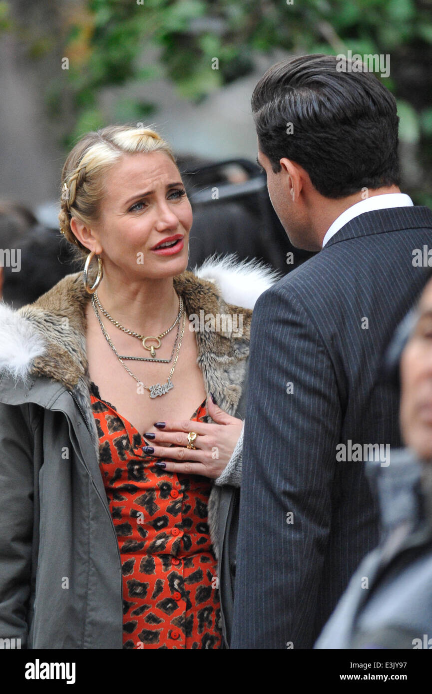 Scenes from the set of Annie Featuring: Cameron Diaz,Bobby Cannavale ...