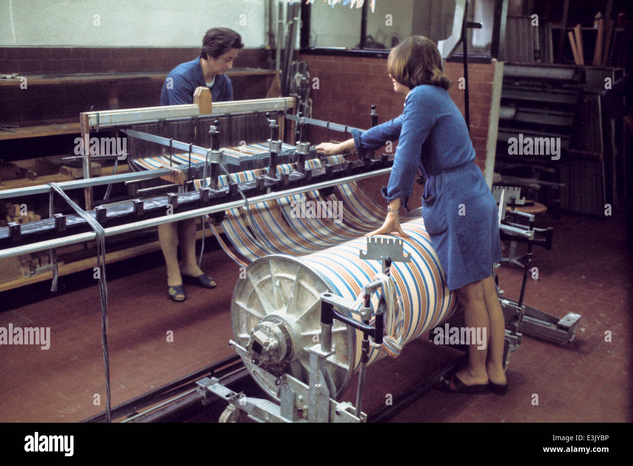 women workers in a textile factory,70's Stock Photo - Alamy