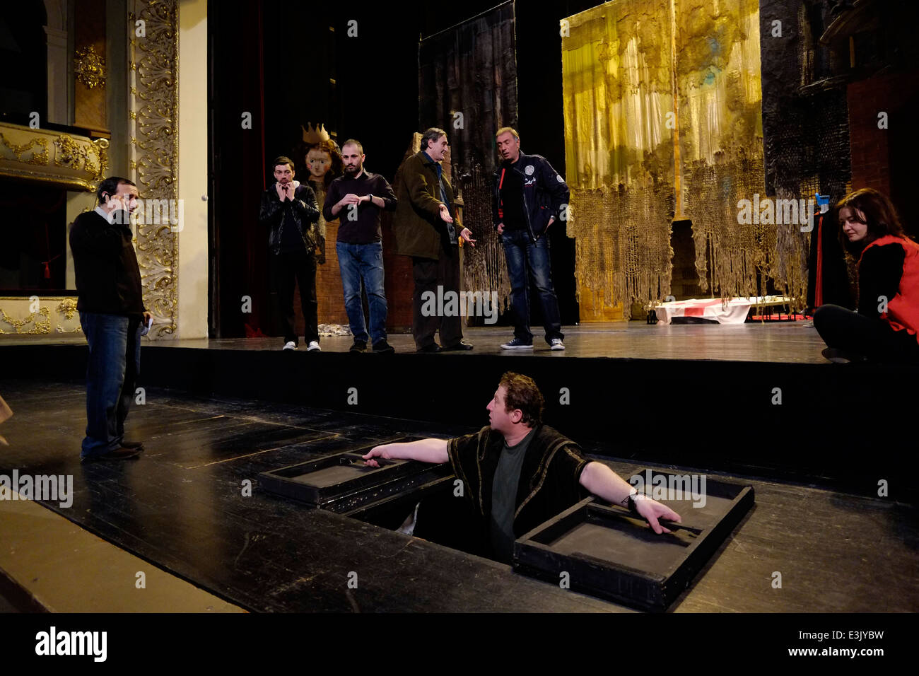 Georgian actors rehearsing in Rustaveli National Theatre in Tbilisi ...
