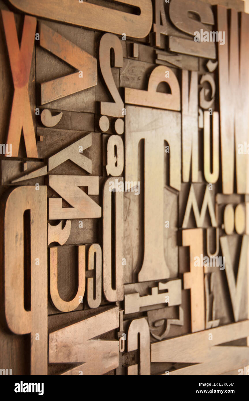 Old Victorian printing letters for a letterpress to print collage Stock ...