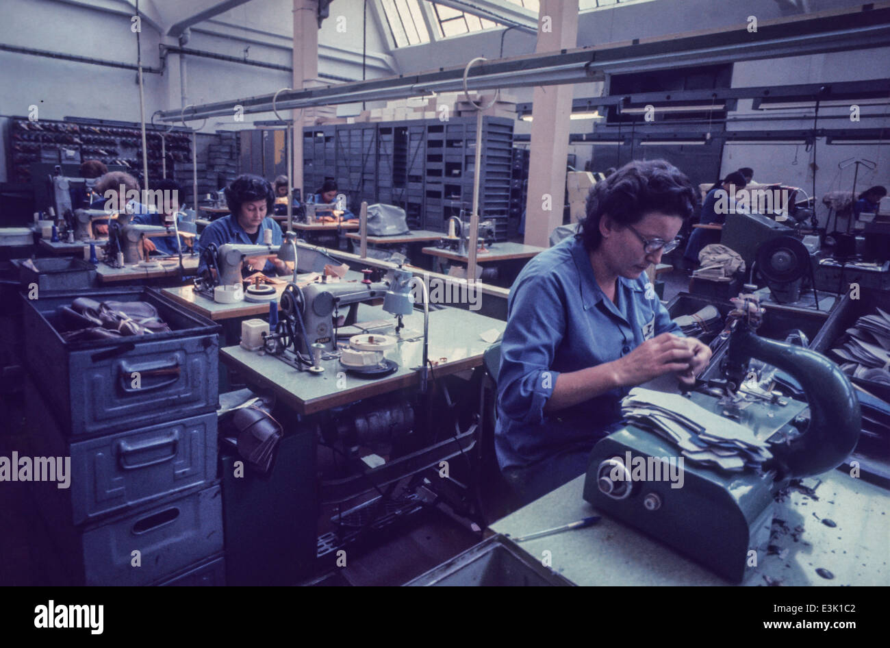 workers in a footwear industry,70's Stock Photo - Alamy