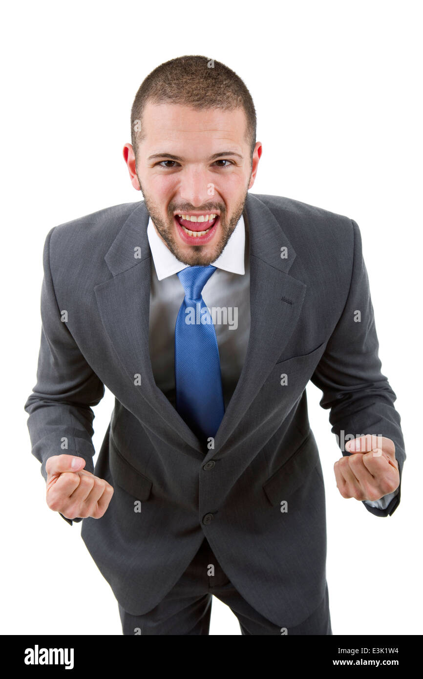 business man with open arms winning, isolated Stock Photo - Alamy