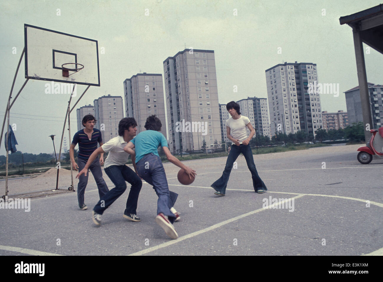 young man playing basket,70's Stock Photo - Alamy