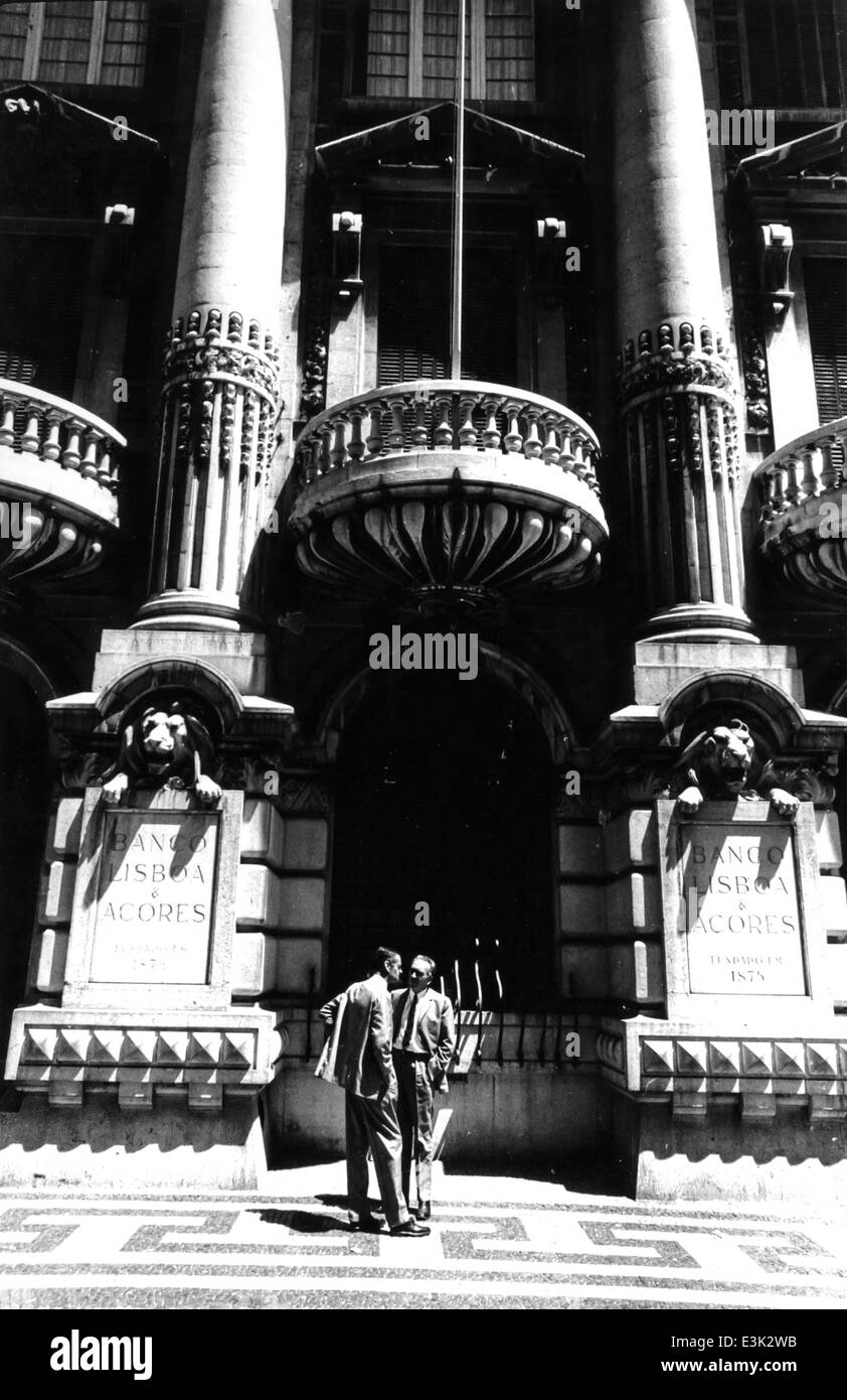 men in front of the banco lisboa & acores,lisbon,portugal,70's Stock ...