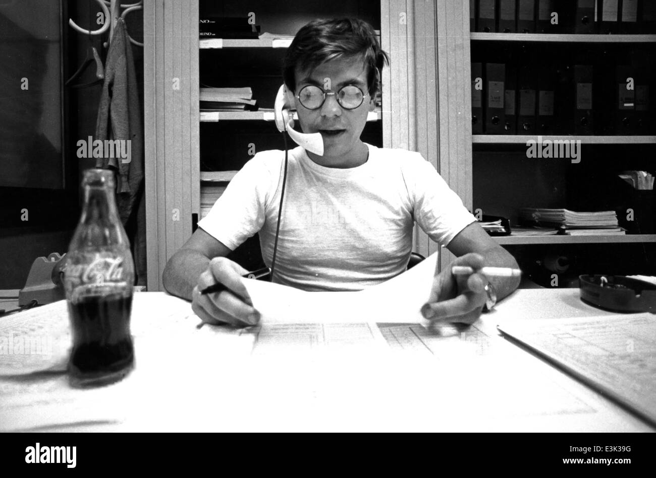 man collecting data by phone,naples,italy,70's Stock Photo - Alamy