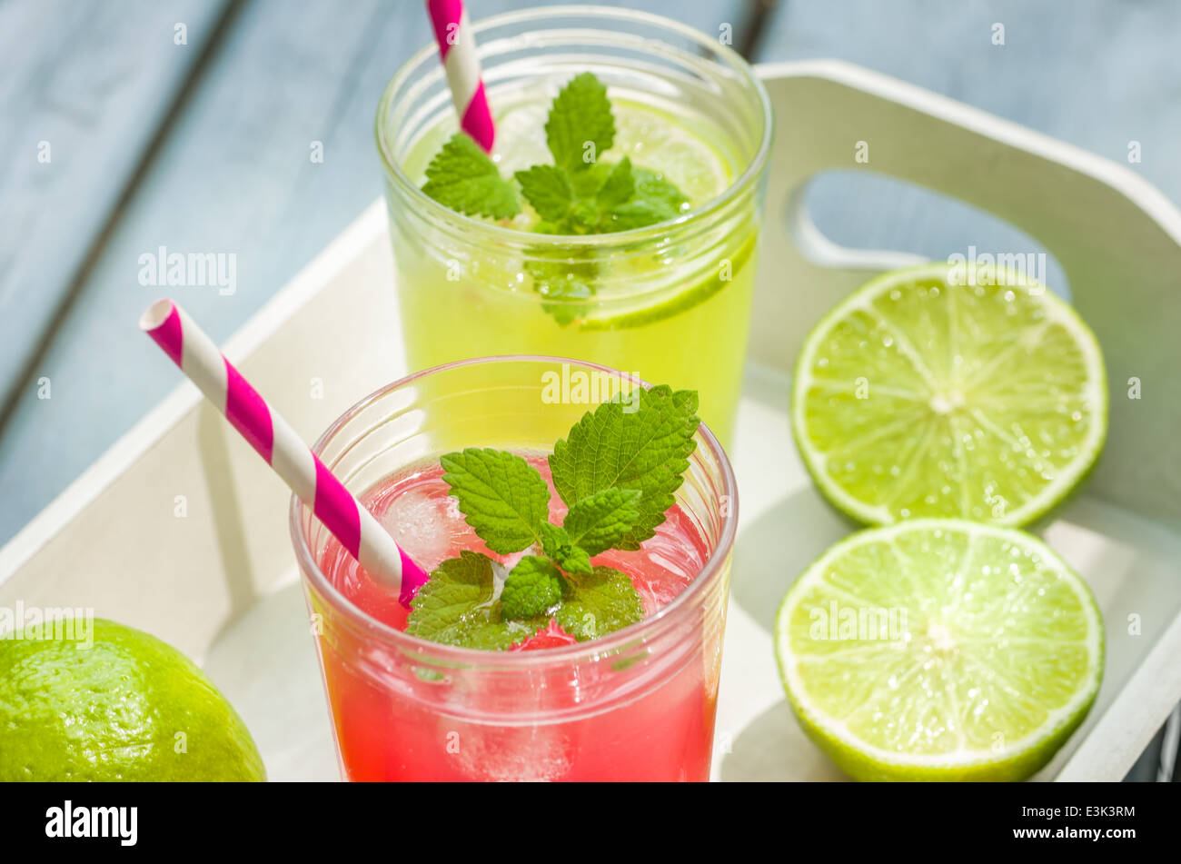 Two glasses of ice cold lemonade Stock Photo - Alamy