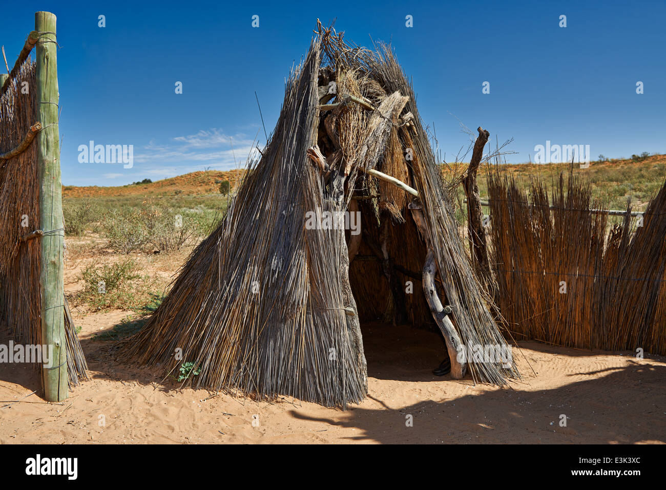San or Bushmen village, Kgalagadi Transfrontier Park, Kalahari, South ...