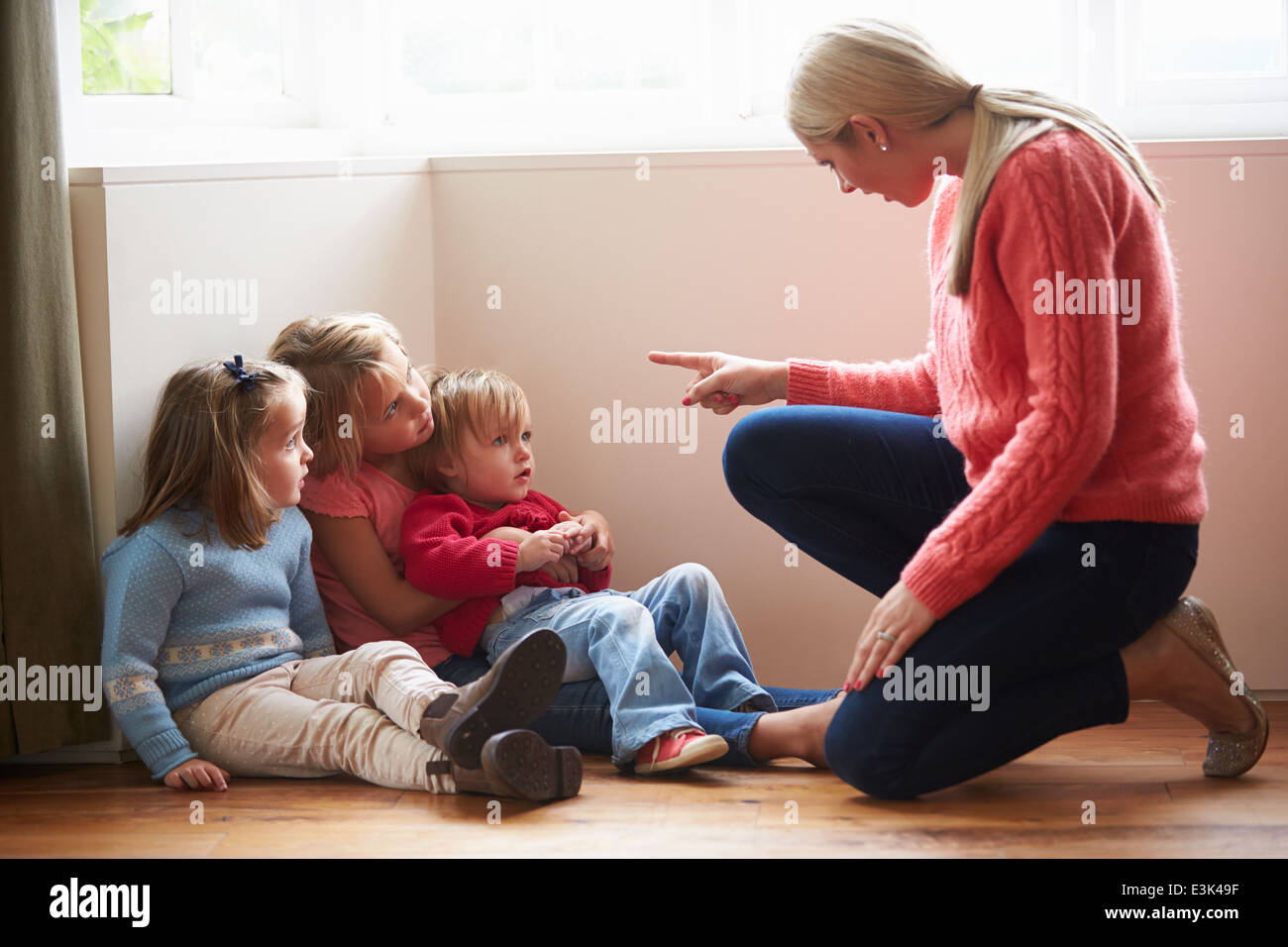 Mother Shouting At Young Children Stock Photo - Alamy