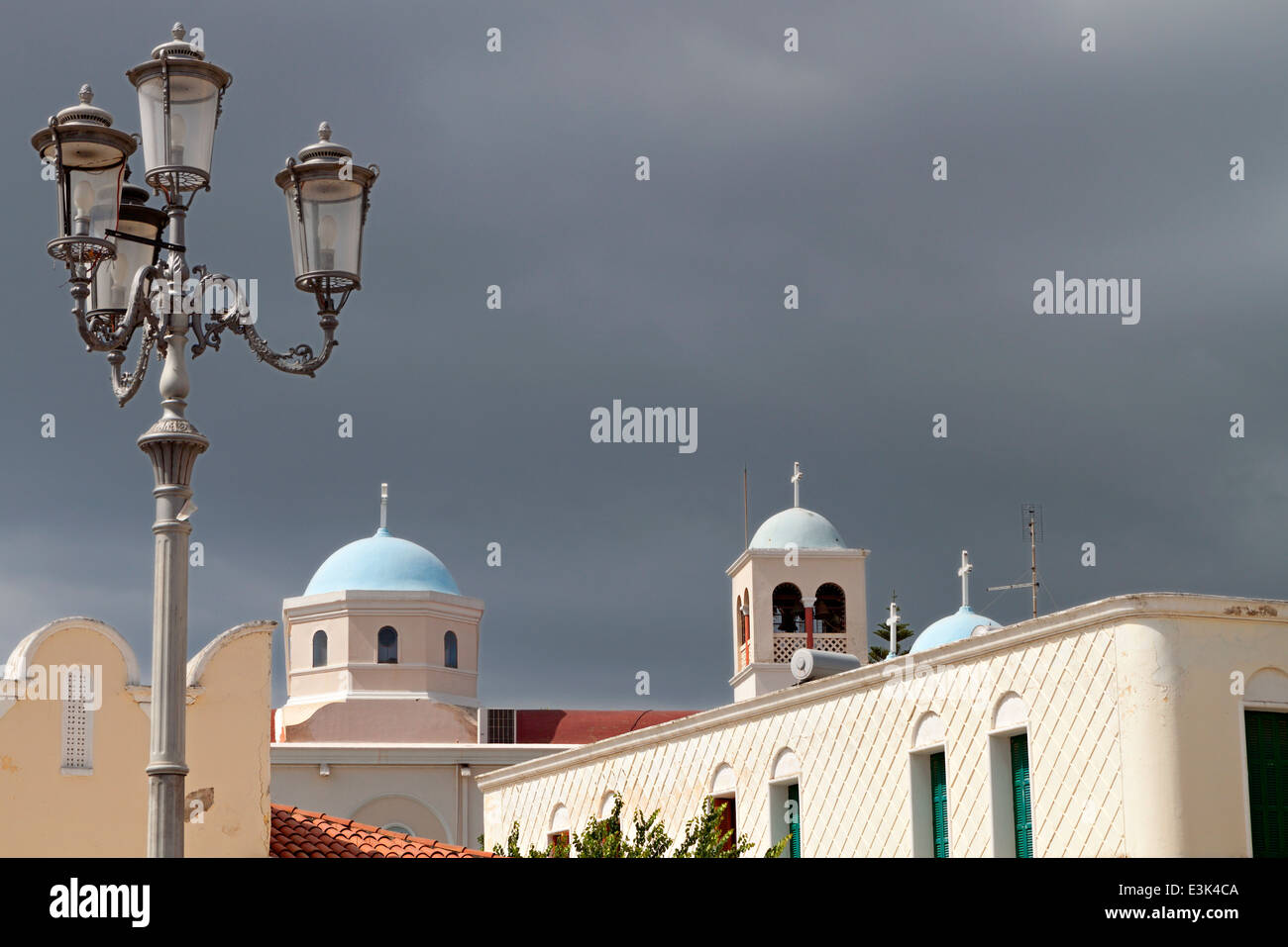 Traditional lantern and the cupolas of Agia Paraskevi, Kos island in ...