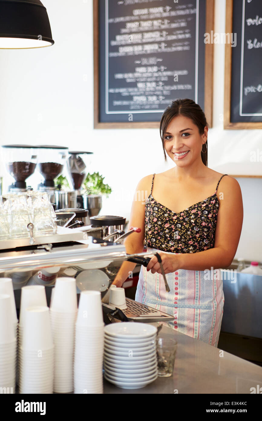 Female Owner Of Coffee Shop Stock Photo - Alamy