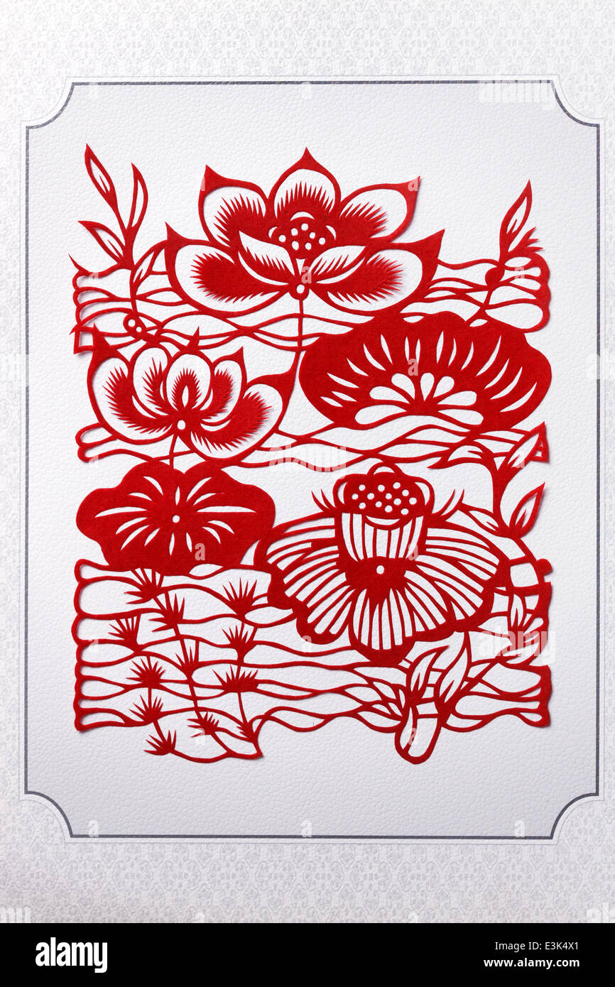 Paper-cutting of lotus Stock Photo - Alamy