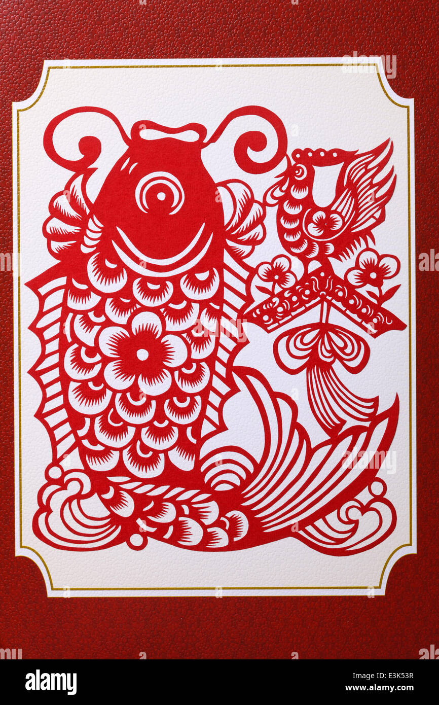 Paper-cutting of fish Stock Photo - Alamy