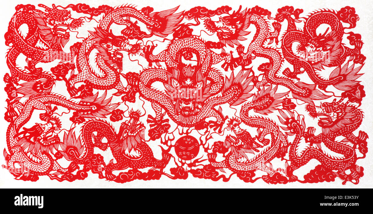 Paper-cutting of dragon Stock Photo - Alamy