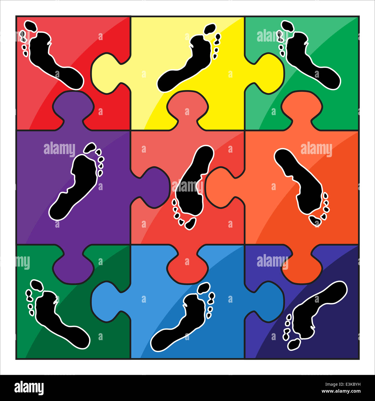 footprint color vector puzzle Stock Photo - Alamy