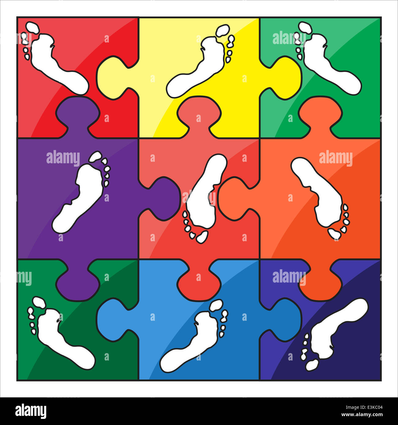 footprint color vector puzzle Stock Photo - Alamy