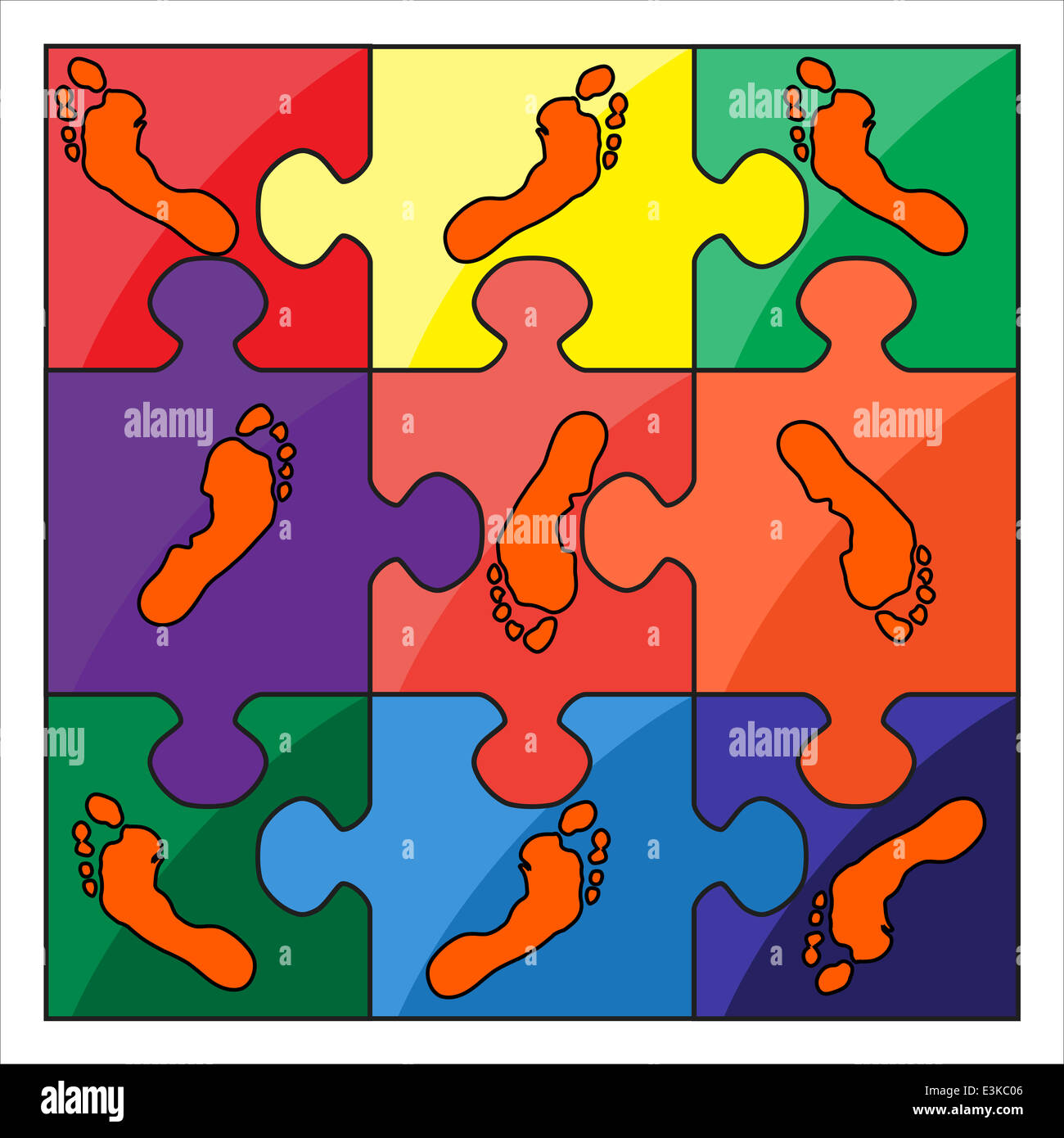 footprint color vector puzzle Stock Photo - Alamy