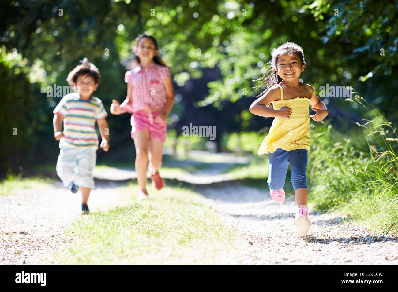 Three Asian Children Enjoying Walk In Countryside Stock Photo - Alamy