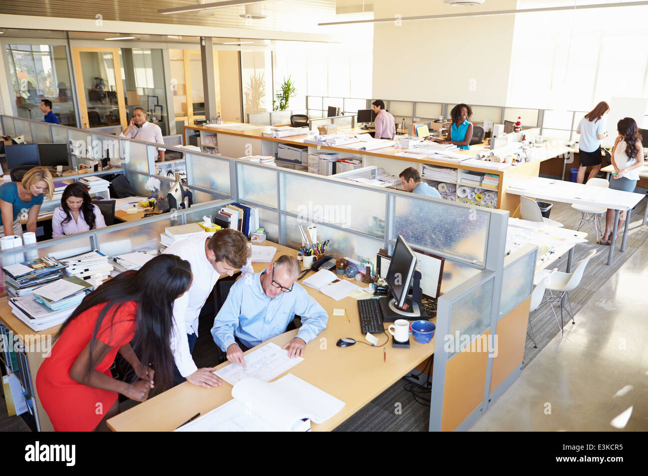 Interior Of Busy Modern Open Plan Office Stock Photo - Alamy