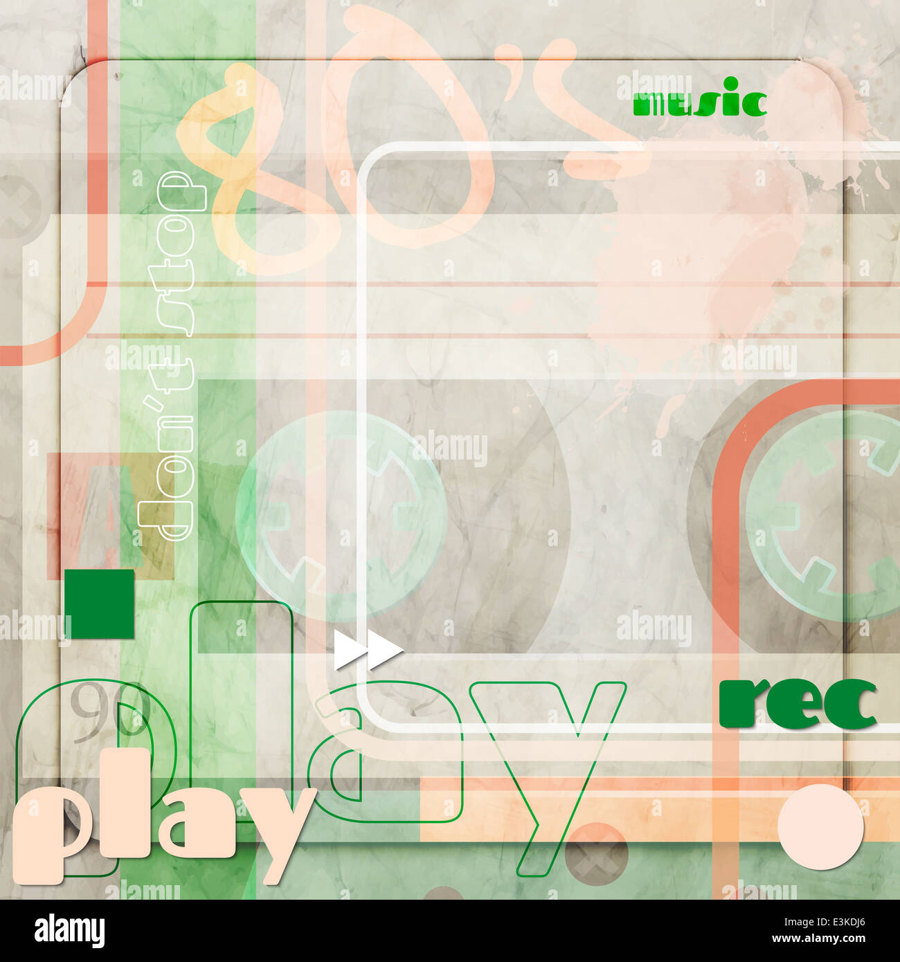 retro music poster with text and symbols on cement texture background ...