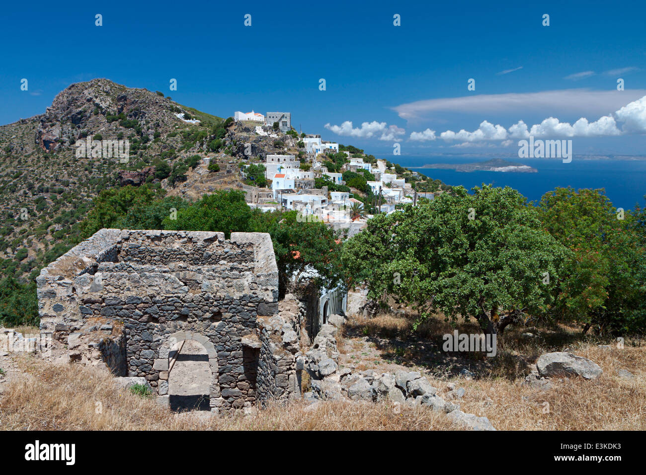Traditional village of Emborios at Nisyros island in Greece Stock Photo ...
