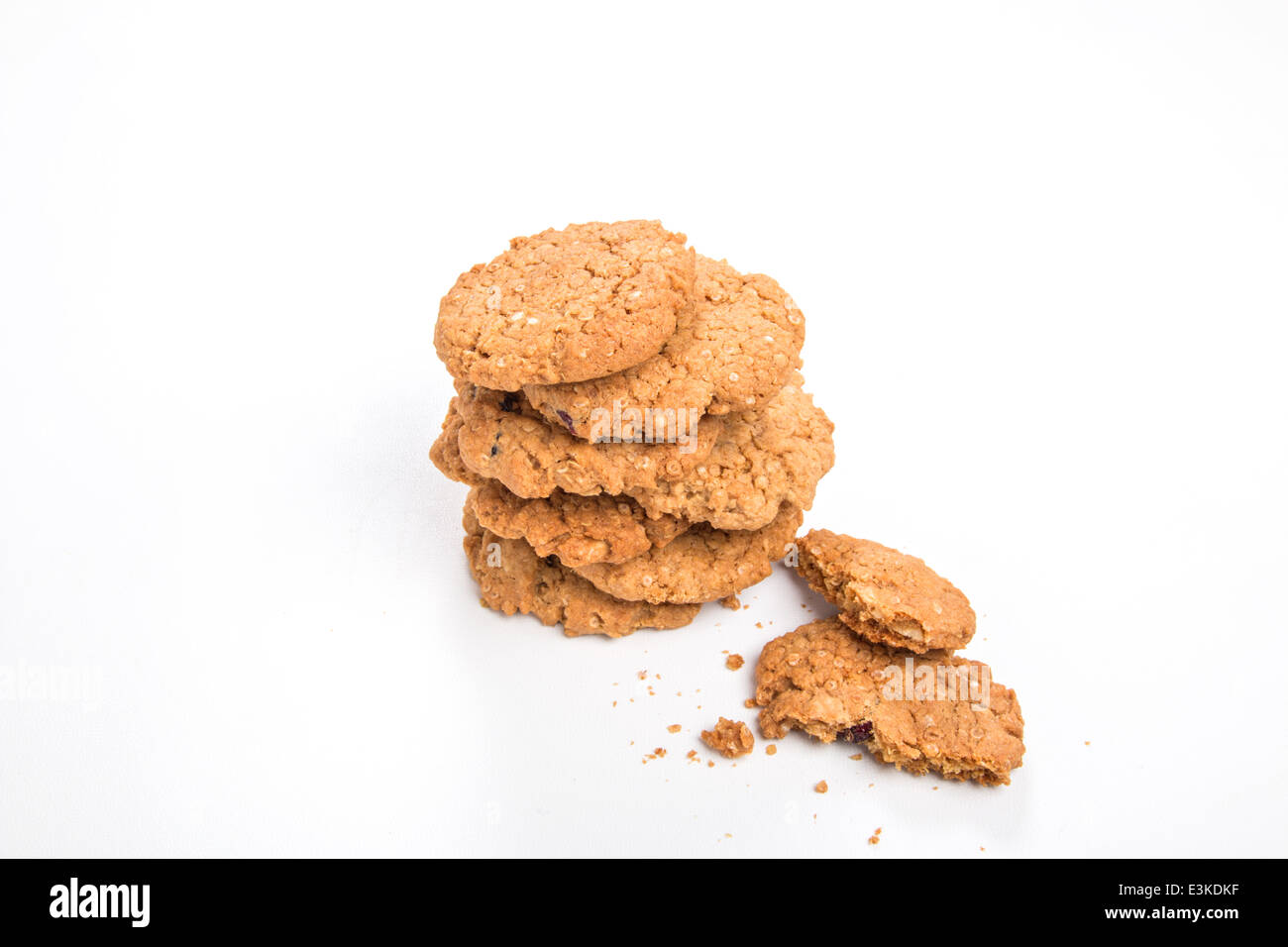 Quinoa cookies/biscuits in a stack on a pale background (10 of 17 Stock ...