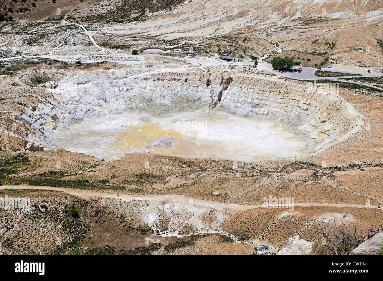 The volcano of Nisyros island and the "Stefanos" crater in Greece Stock ...