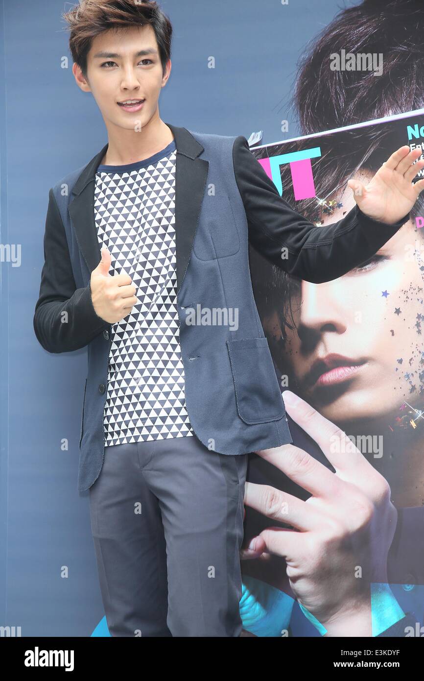 Taipei. 23rd June, 2014. Singer Aaron Yan attends his album promotional ...