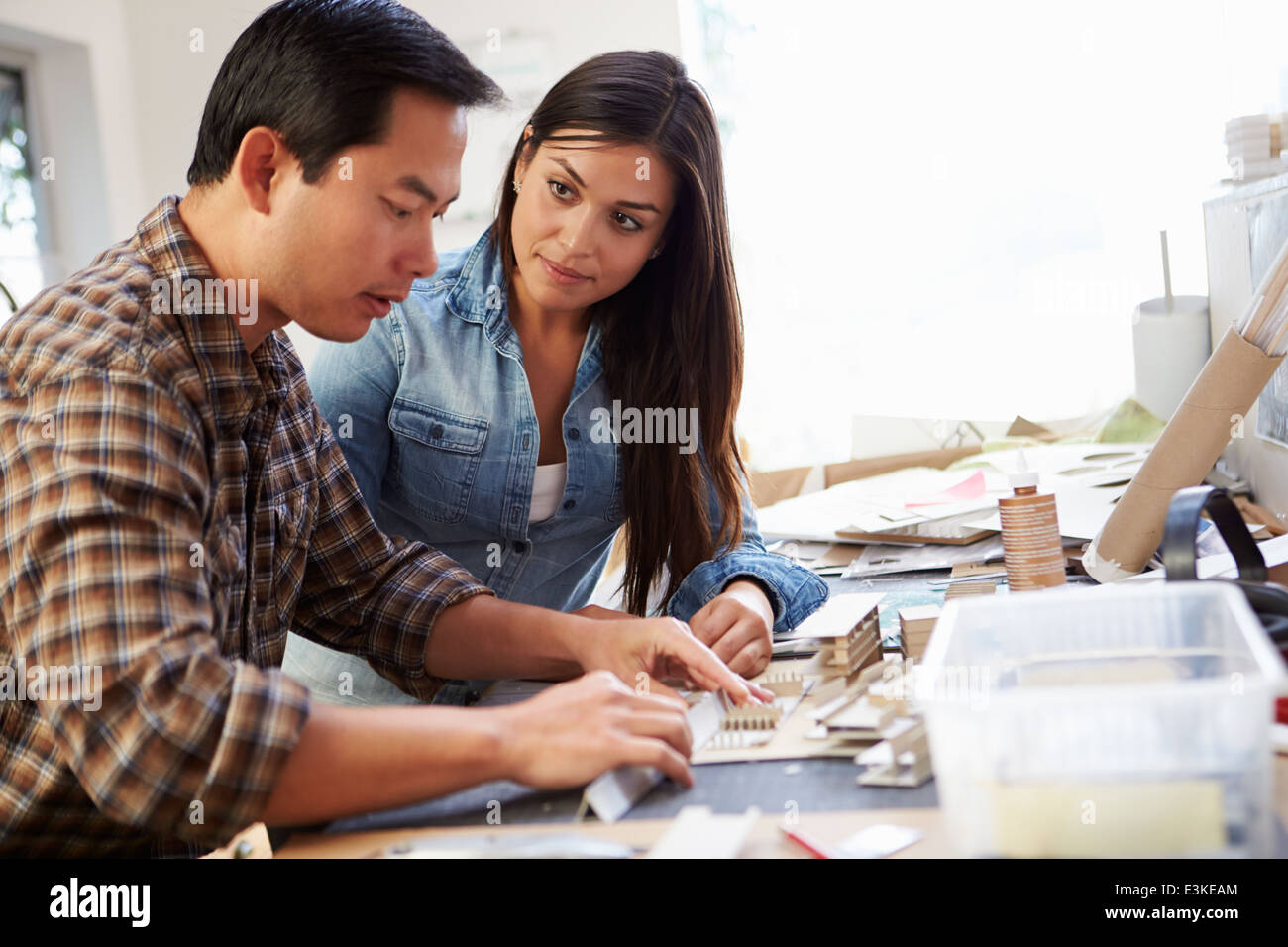 Two Architects Making Models In Office Together Stock Photo - Alamy