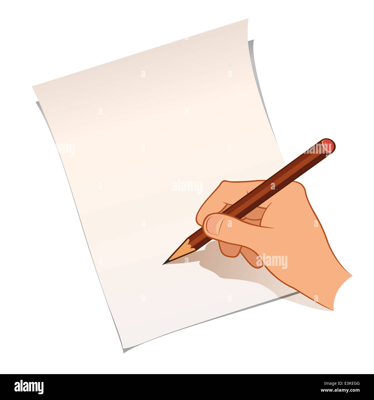 Hand holding a pencil on paper Stock Photo - Alamy