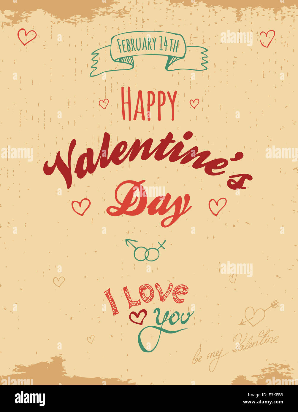 Vintage Valentine's day greeting card Stock Photo - Alamy