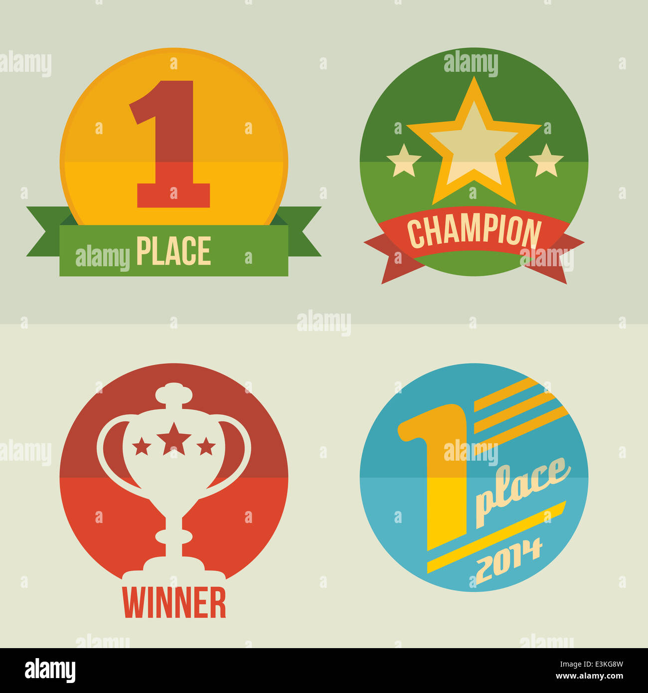 First place and winner cup icon set flat design Stock Photo - Alamy