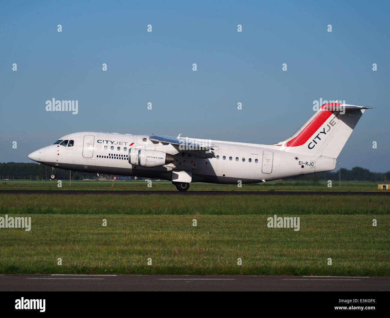EI-RJC is a British Aerospace Avro RJ85 operated by Cityjet, seen ...
